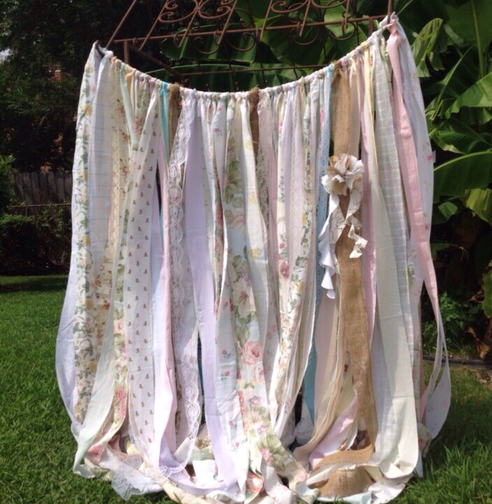 Rustic Garland Burlap and Lace Boho Ribbon Fabric Backdrop | Etsy