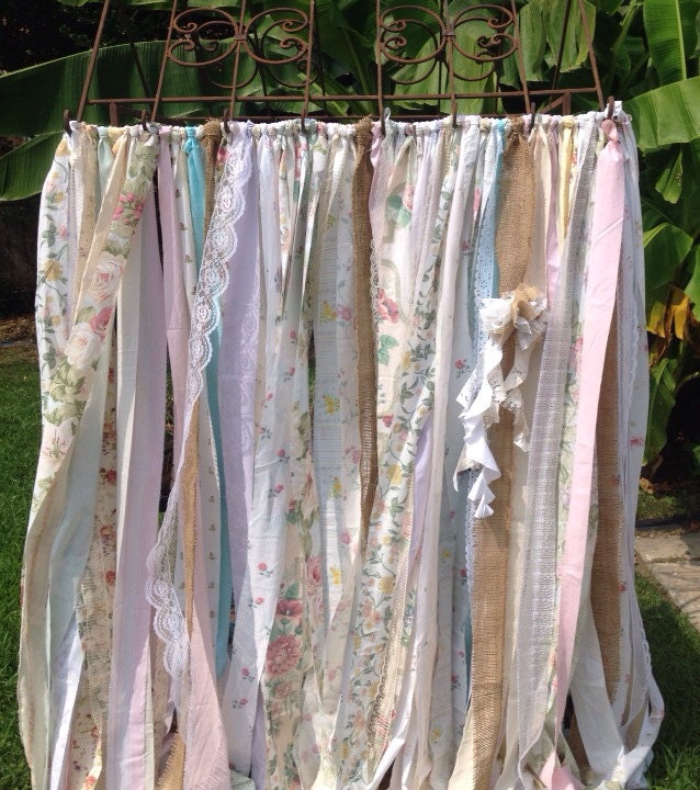 Rustic Garland Burlap and Lace Boho Ribbon Fabric Backdrop | Etsy