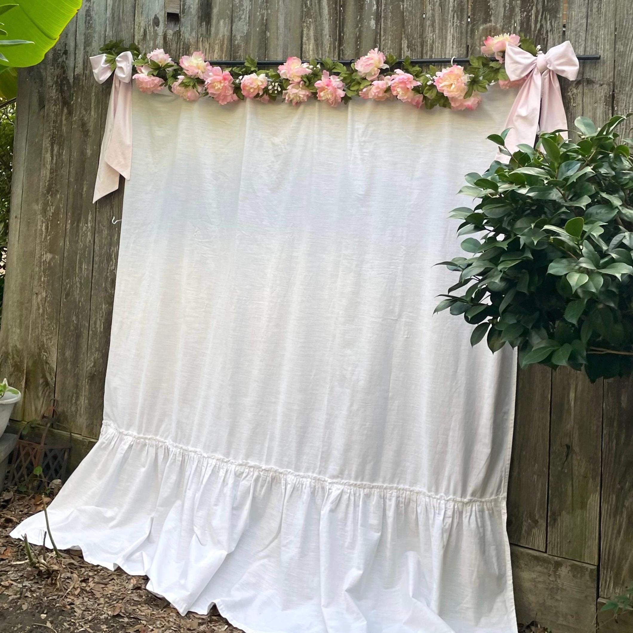 Farmhouse Fancy Bow Ruffle Shower Curtain Coquette French Country ...