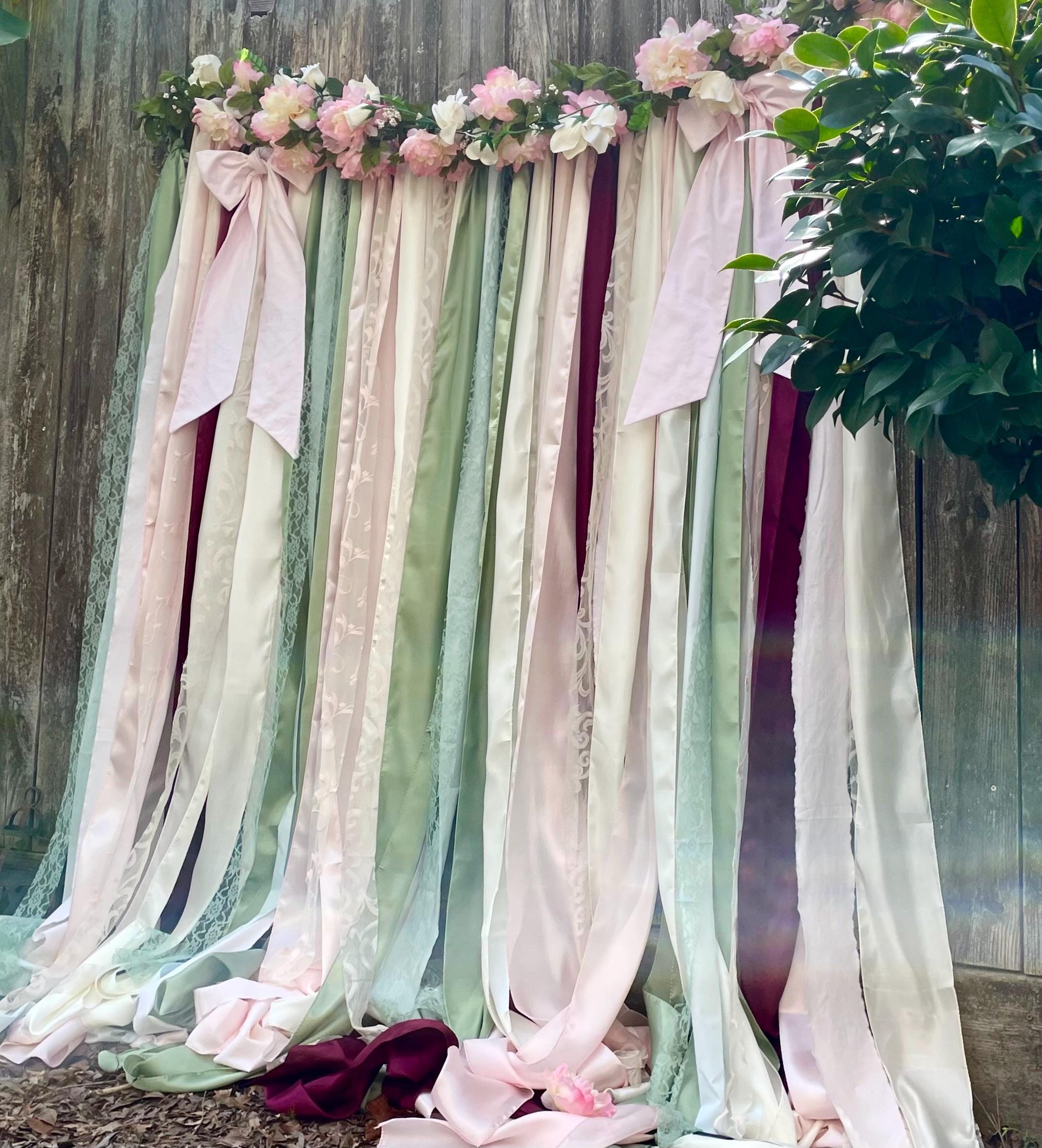 Backdrop 9 Ft Long Large Garland Blush Pink Sage Burgundy Ivory Ribbon ...