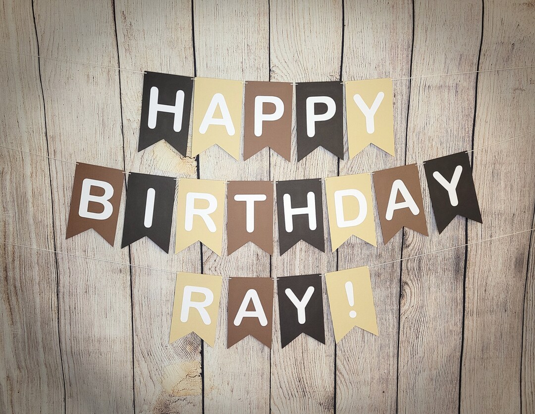 Happy Birthday Banner, Happy Birthday Brown Banner, Boys Birthday ...