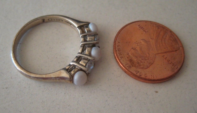 Avon 925 sterling silver band ring with Pearls and Crystals | Etsy