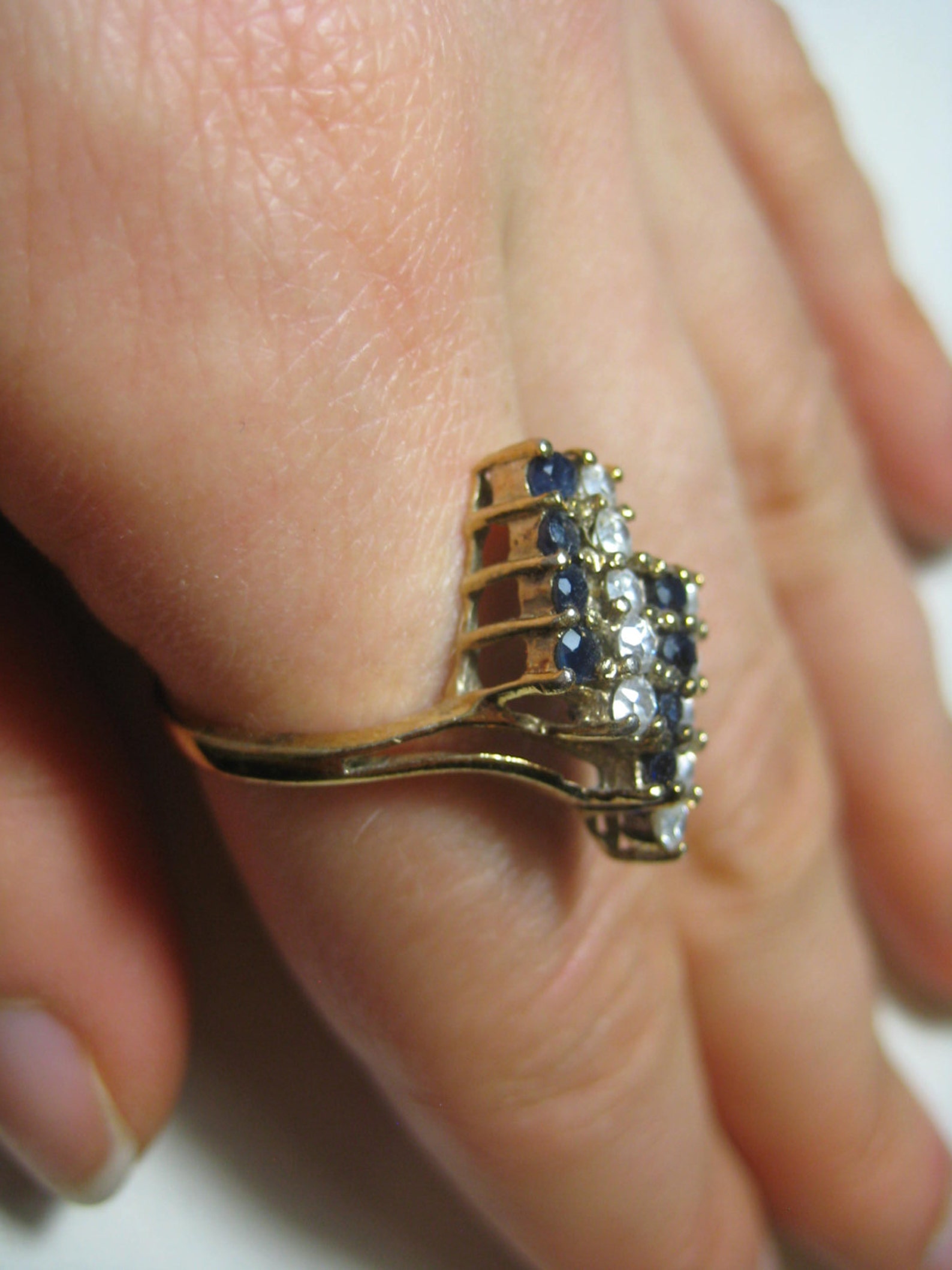 Gold Over Sterling Silver Vintage Sapphire and Other Gemstone Ring ...