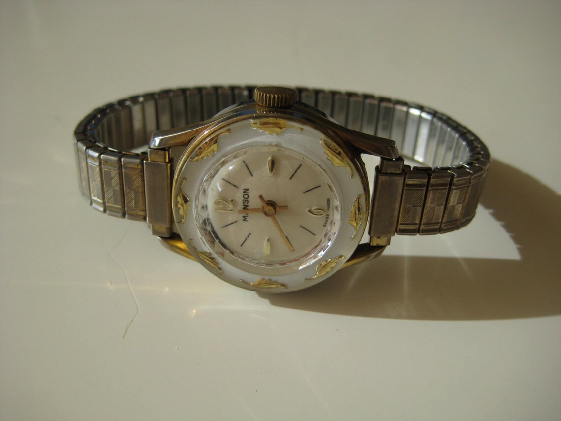 MANSON Swiss Mechanical Vintage Gold Plated Watch - Etsy