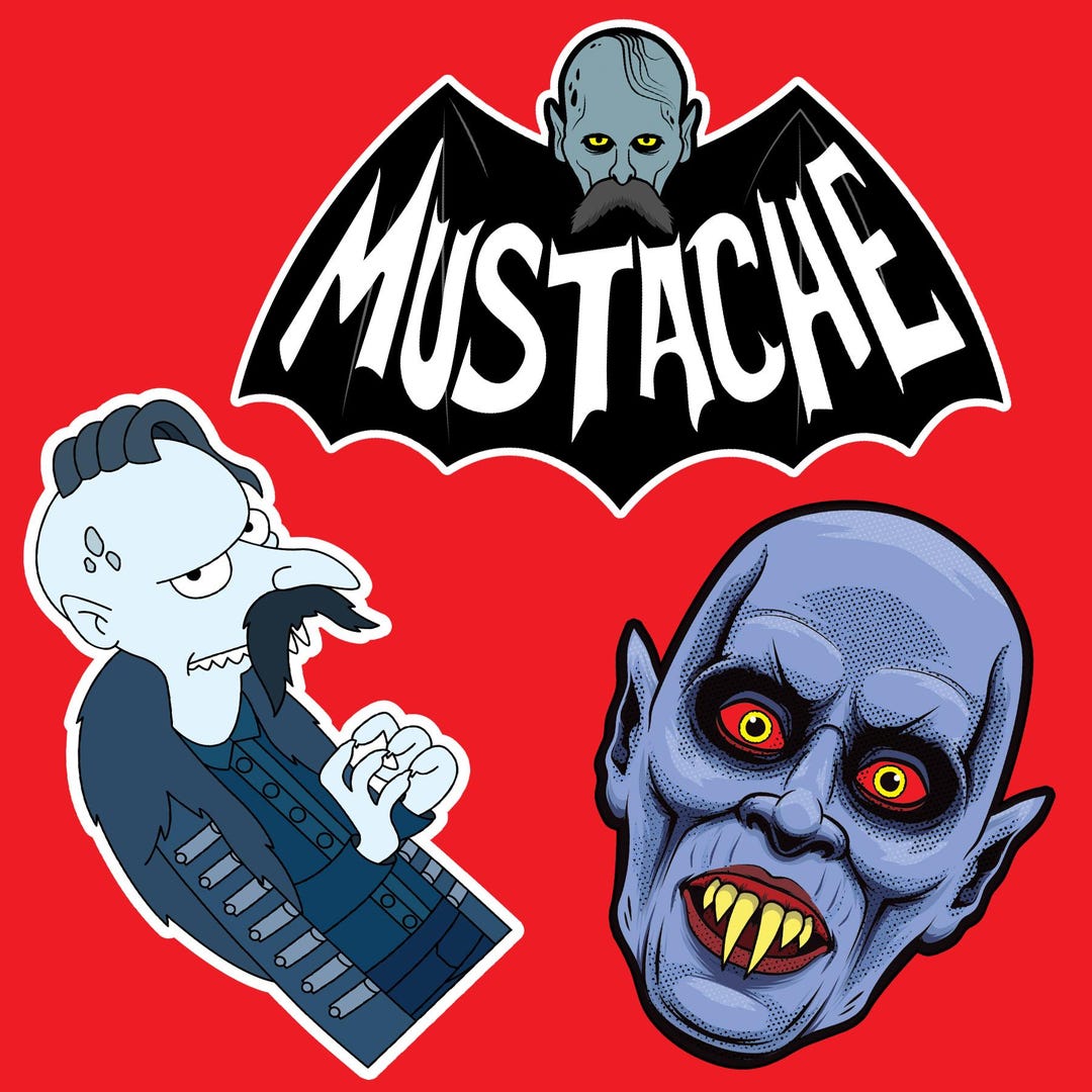 Vampire Sticker Set 1: Mustache Orlok, Mr Burns Orlok, Kurt Barlow - Etsy