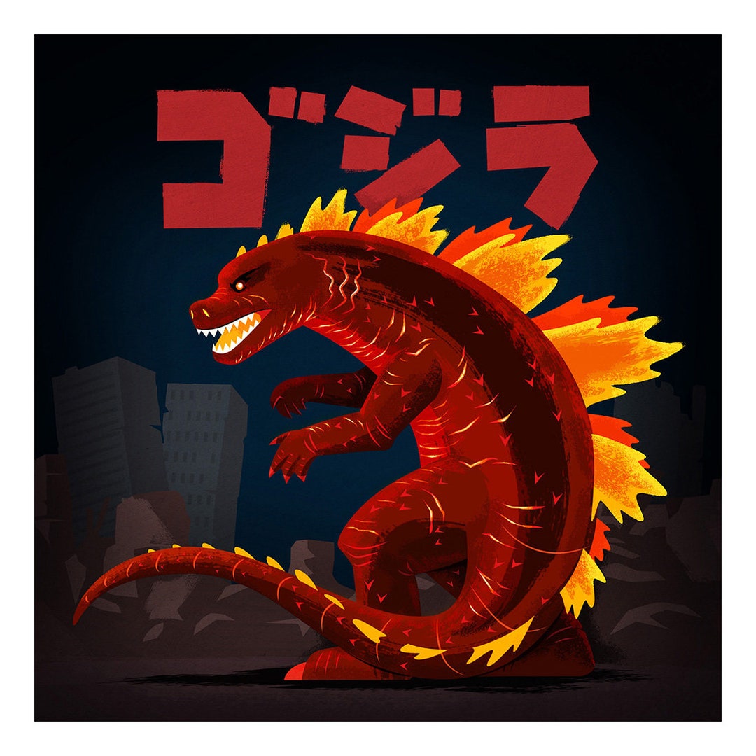 Burning Godzilla 11x11 Print - Etsy