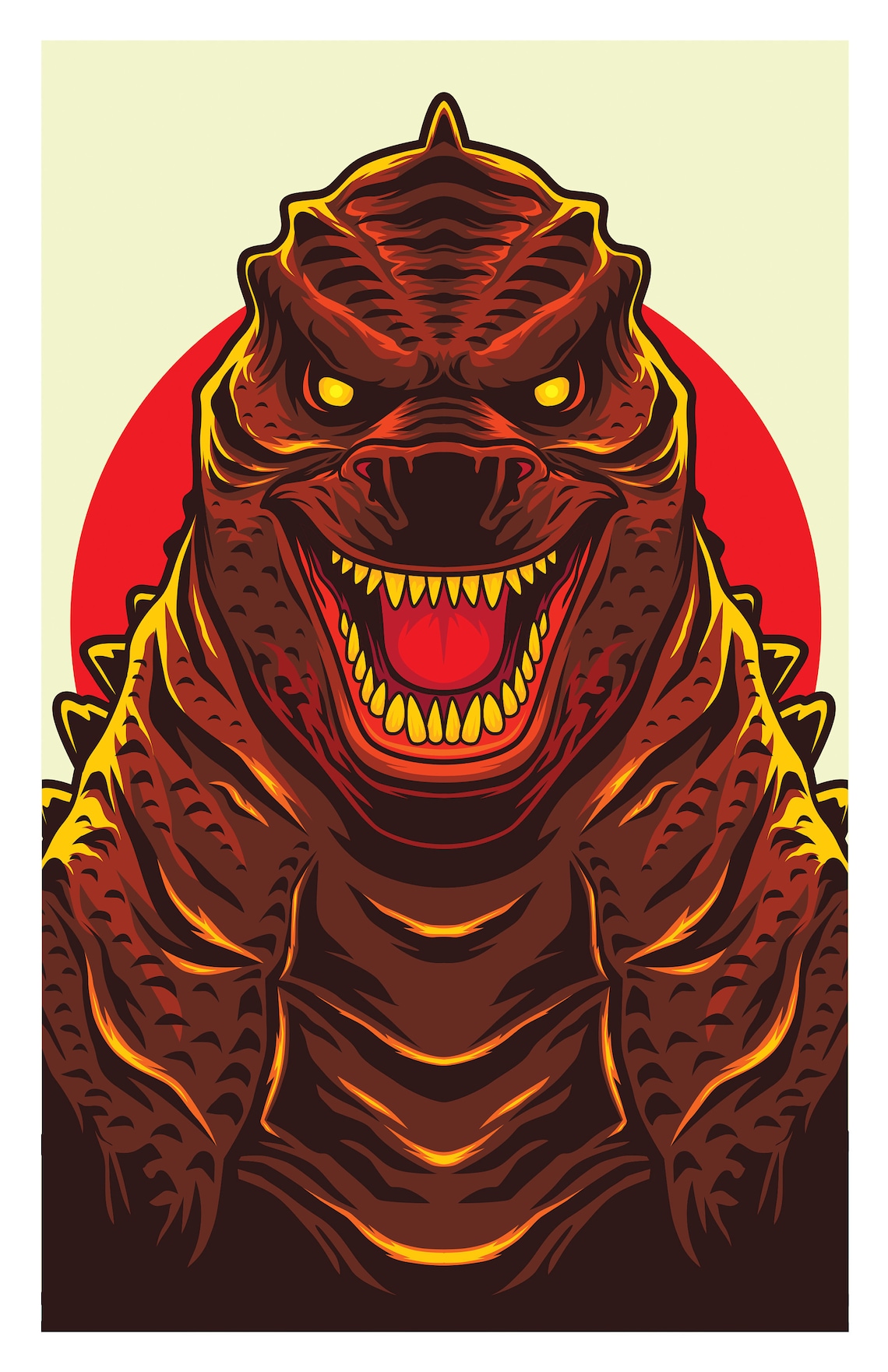 Legendary Burning Godzilla 11x17 Print | Etsy