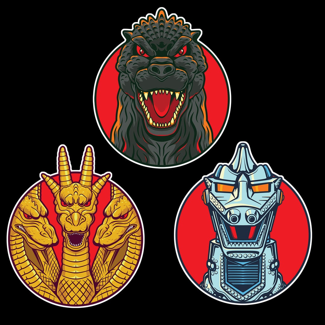 Kaiju Sticker Set 1: Burning Godzilla, King Ghidorah, Mechagodzilla - Etsy