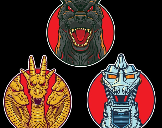 Kaiju Sticker Set 1: Burning Godzilla, King Ghidorah, Mechagodzilla - Etsy