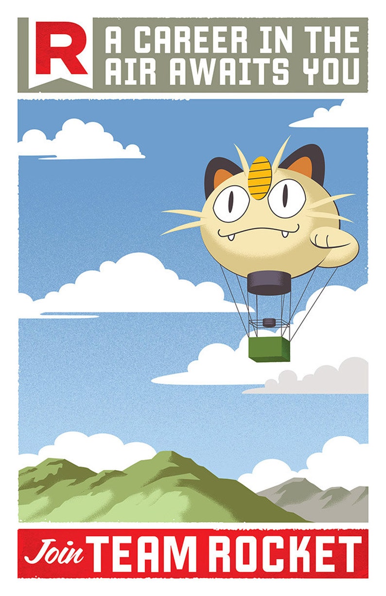 Team Rocket Recruitment Poster (meowth Balloon) 11x17 Print - Etsy
