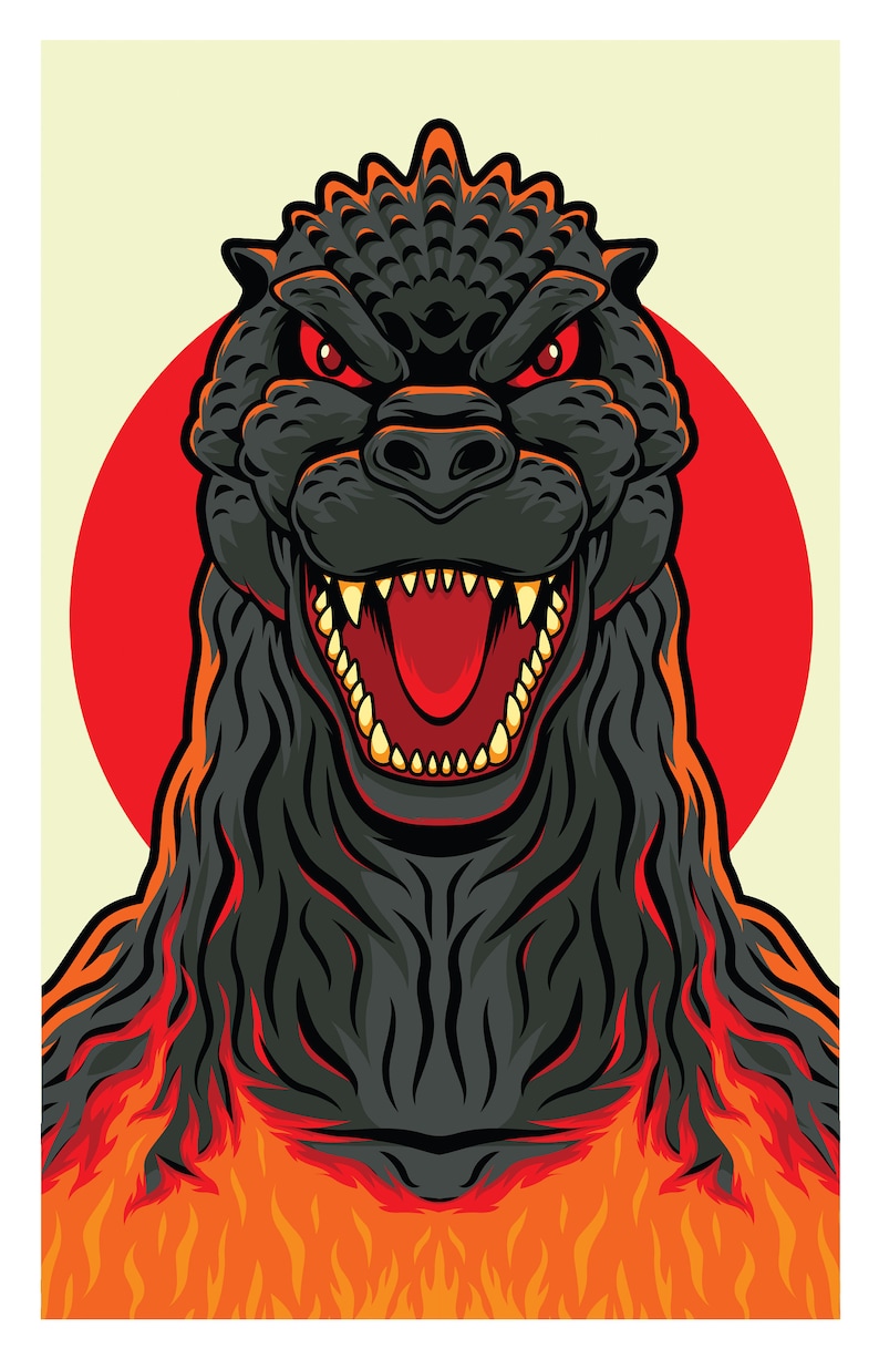 Burning Godzilla 11x17 Print heisei - Etsy