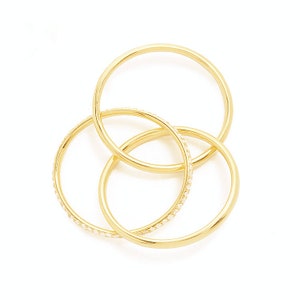 Solid 14k Gold Interlocking 3 Bands Rolling Diamond Ring, Unique ...