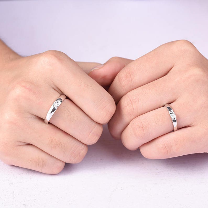 Diamond Matching Heart Wedding Rings in Solid 18k Gold/couple - Etsy