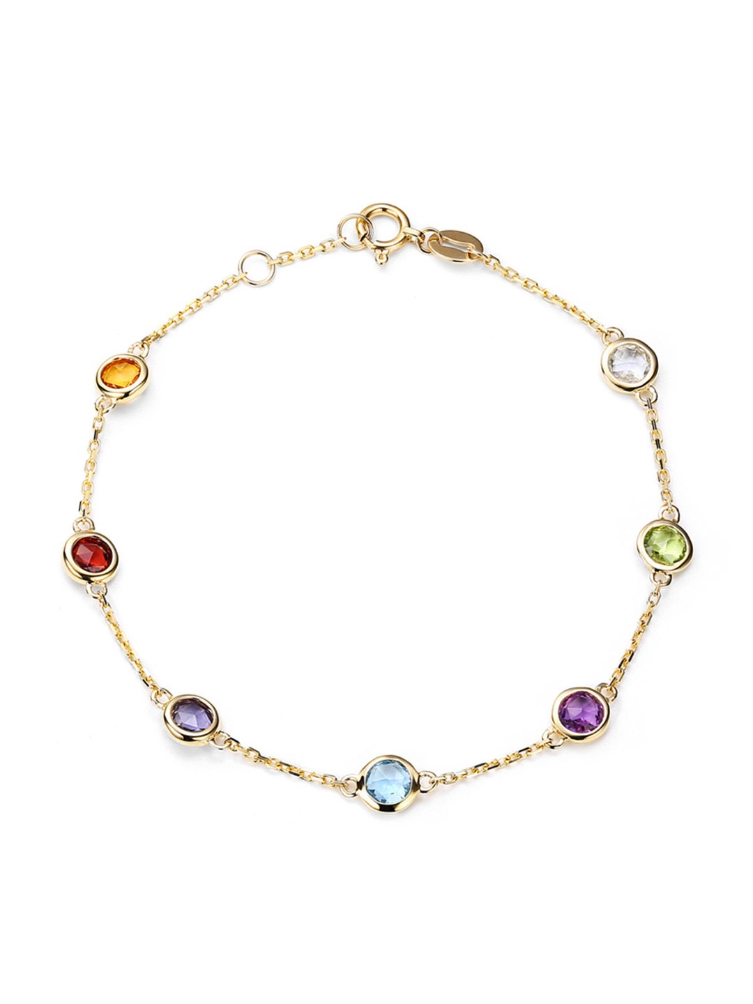 Multi Rainbow Gem Bracelet in Solid 18K Gold/anklet/custom Fine Jewelry ...