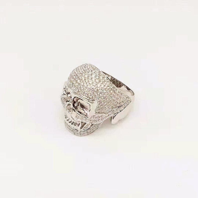 Diamond Skull Statement Ring in Solid 18k Gold/halloween Skull - Etsy
