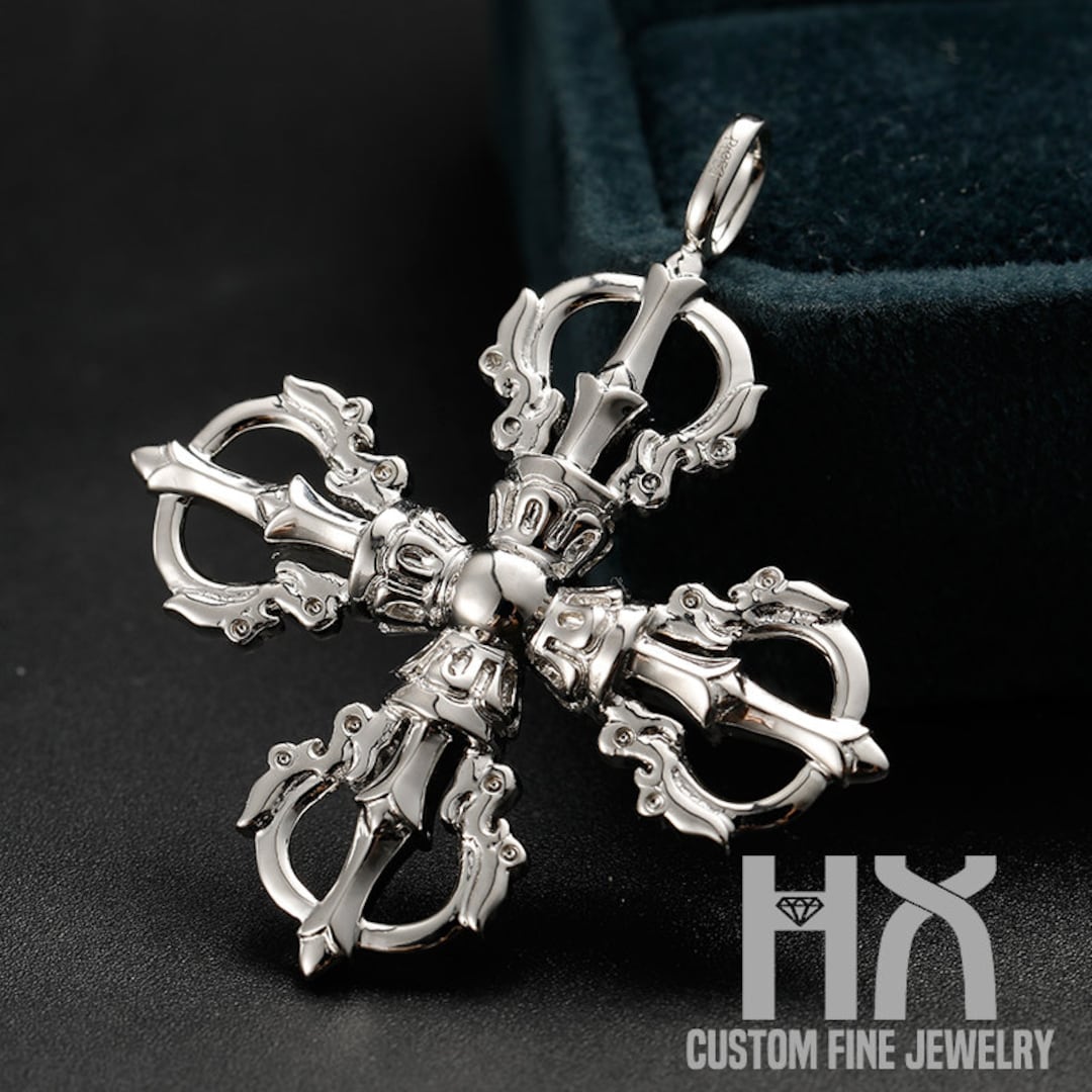 Tibetan Double Vajra Dorje Phurba Hindu Amulet Pendant in Solid 18k ...