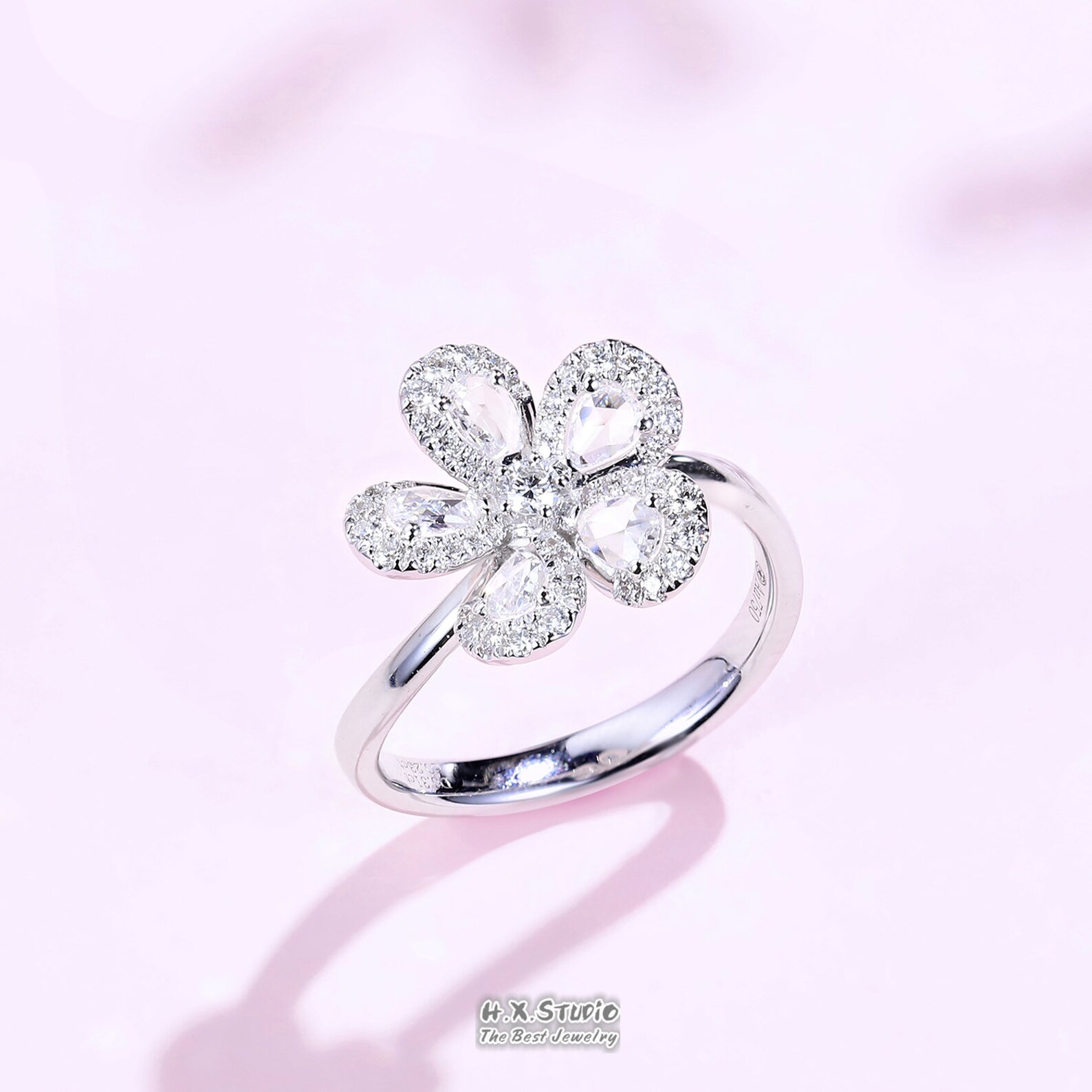 Diamond Sakura Flower Ring in Solid 18k Gold/cherry Blossom - Etsy