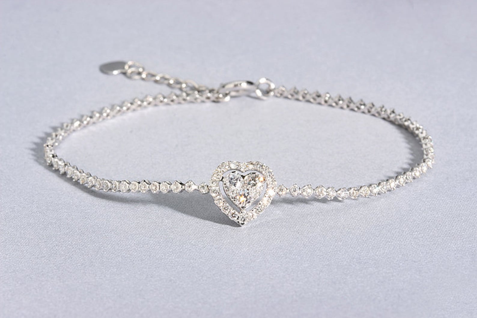 HX Jewelry Diamond Heart Tennis Bracelet in Solid 18k - Etsy
