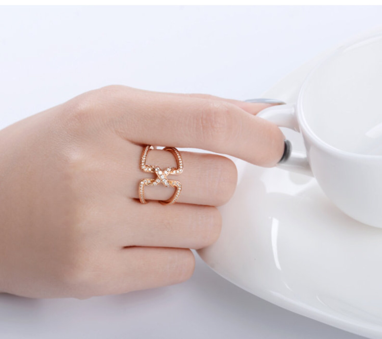 Diamond Crisscross X Ring in Solid 18K Gold/custom Fine Jewelry ...