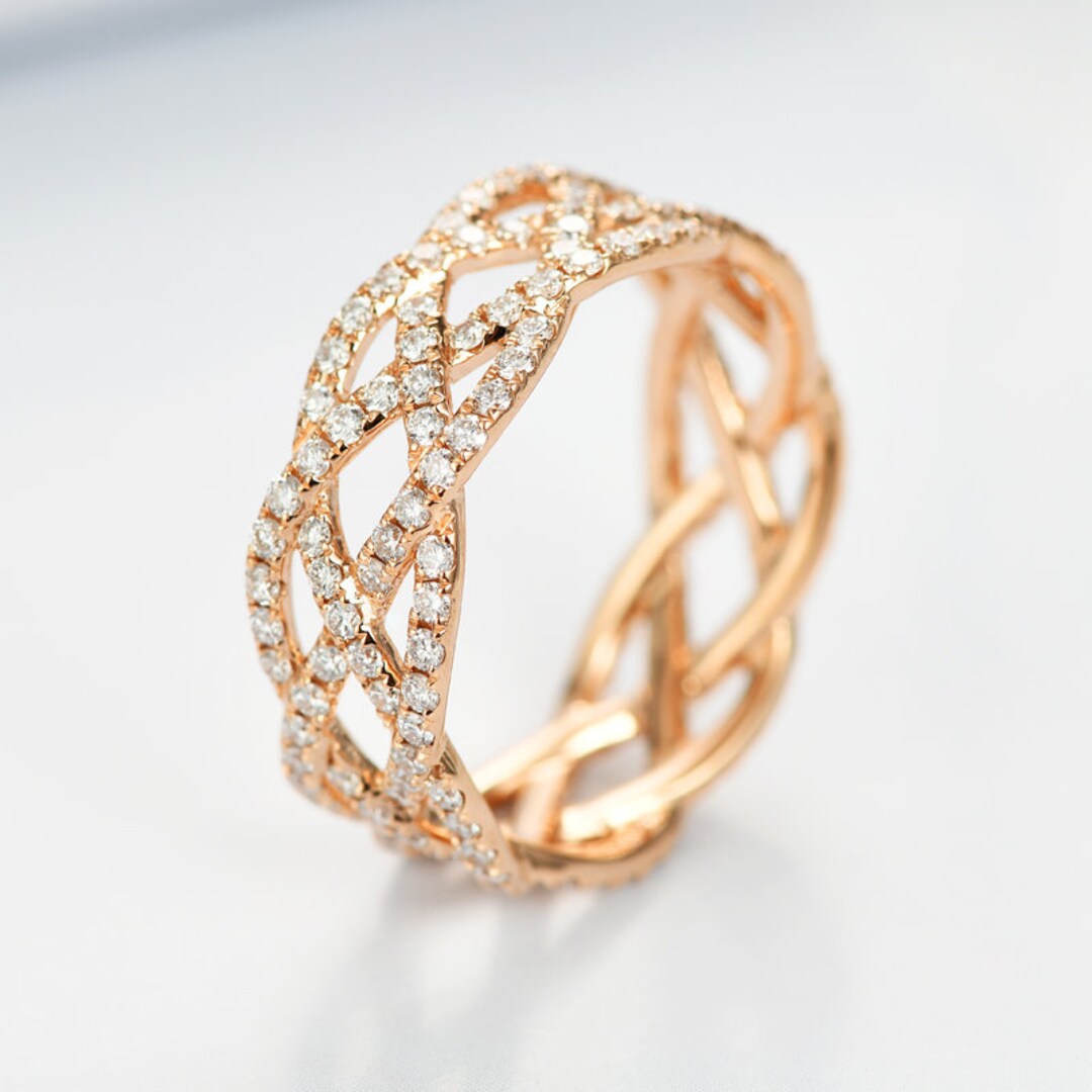 1CTW Diamond Infinity Weave Ring in Solid 18k Gold/twist Crisscross ...