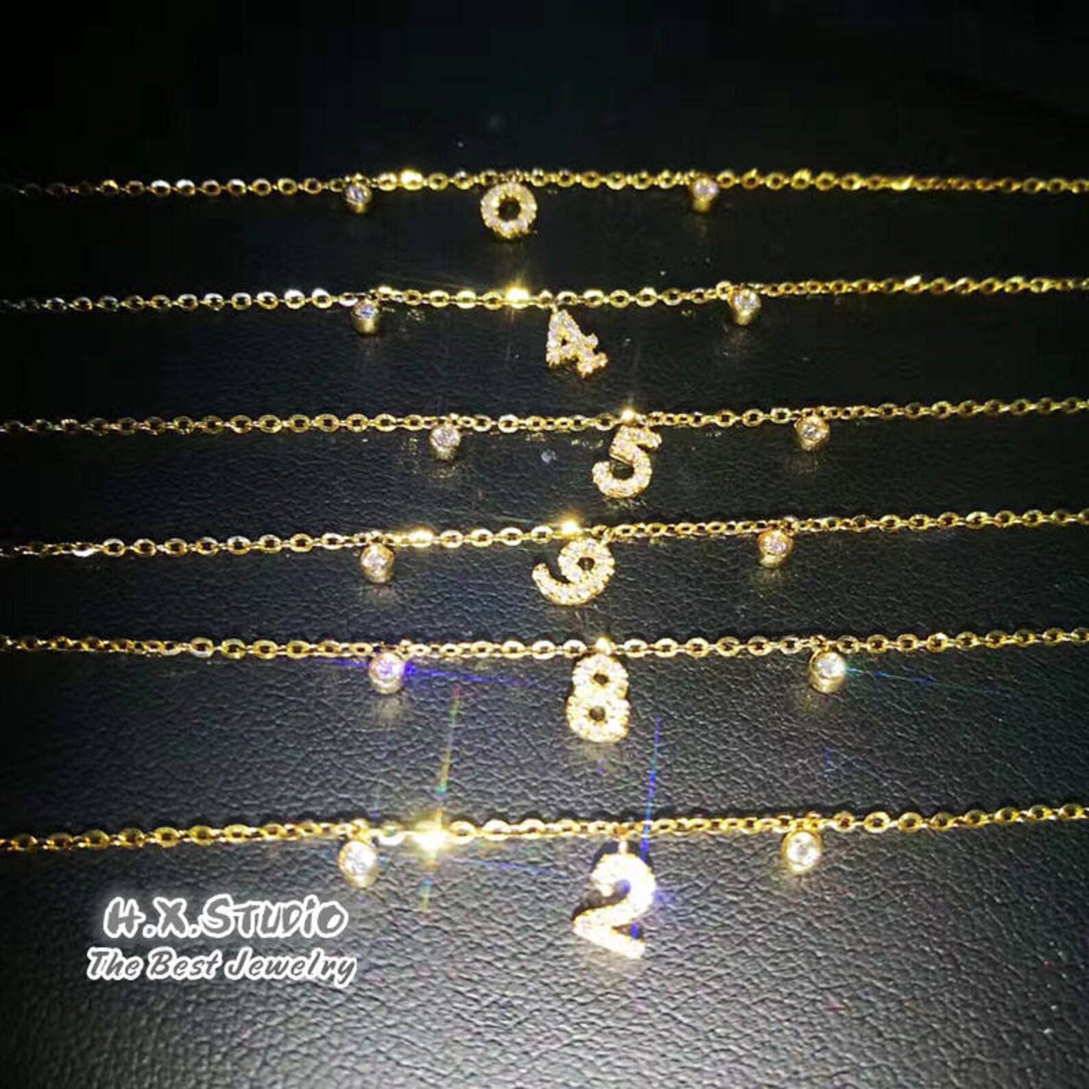 Diamond Number Charm Anklet in Solid 18k Gold/numerals Anklet or ...