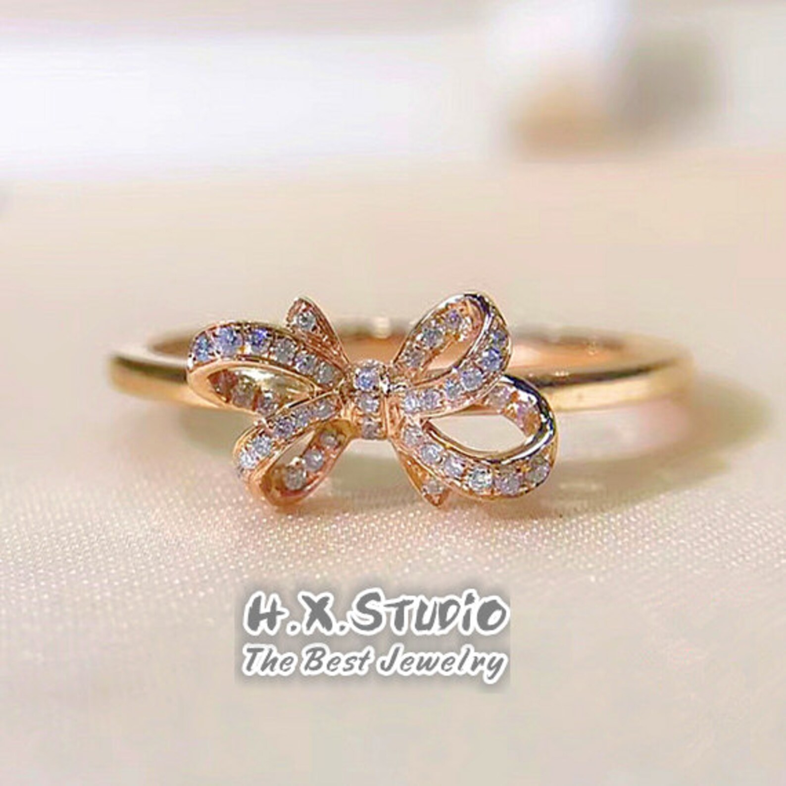 Diamond Bow Tie Ring in 18k Gold/diamond Wedding Ring/custom - Etsy