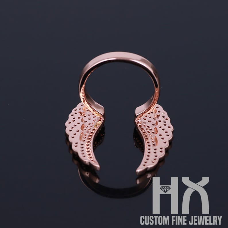 Diamond Angel Wings Ring in Solid 18k Gold/feather Wings - Etsy