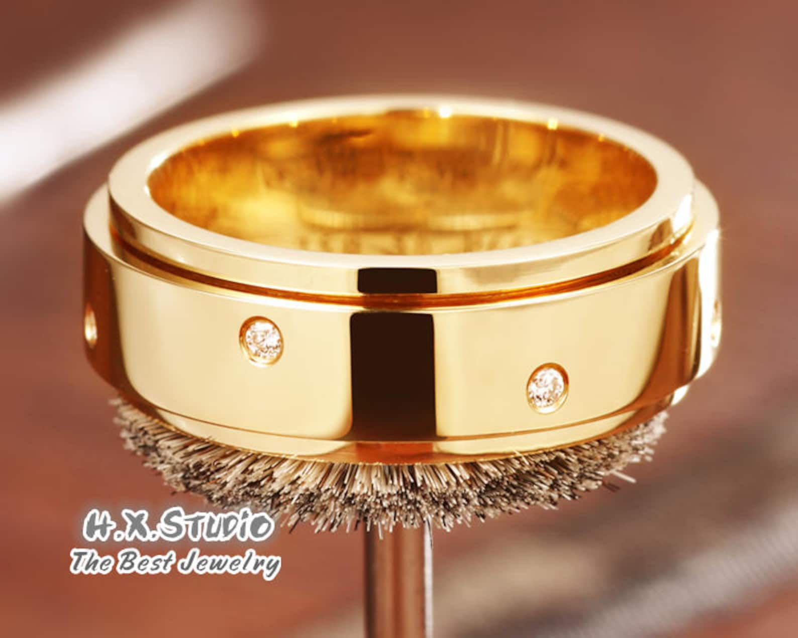 Diamond Spinning Wedding Ring in Solid 18k Gold/Spinner Wide | Etsy