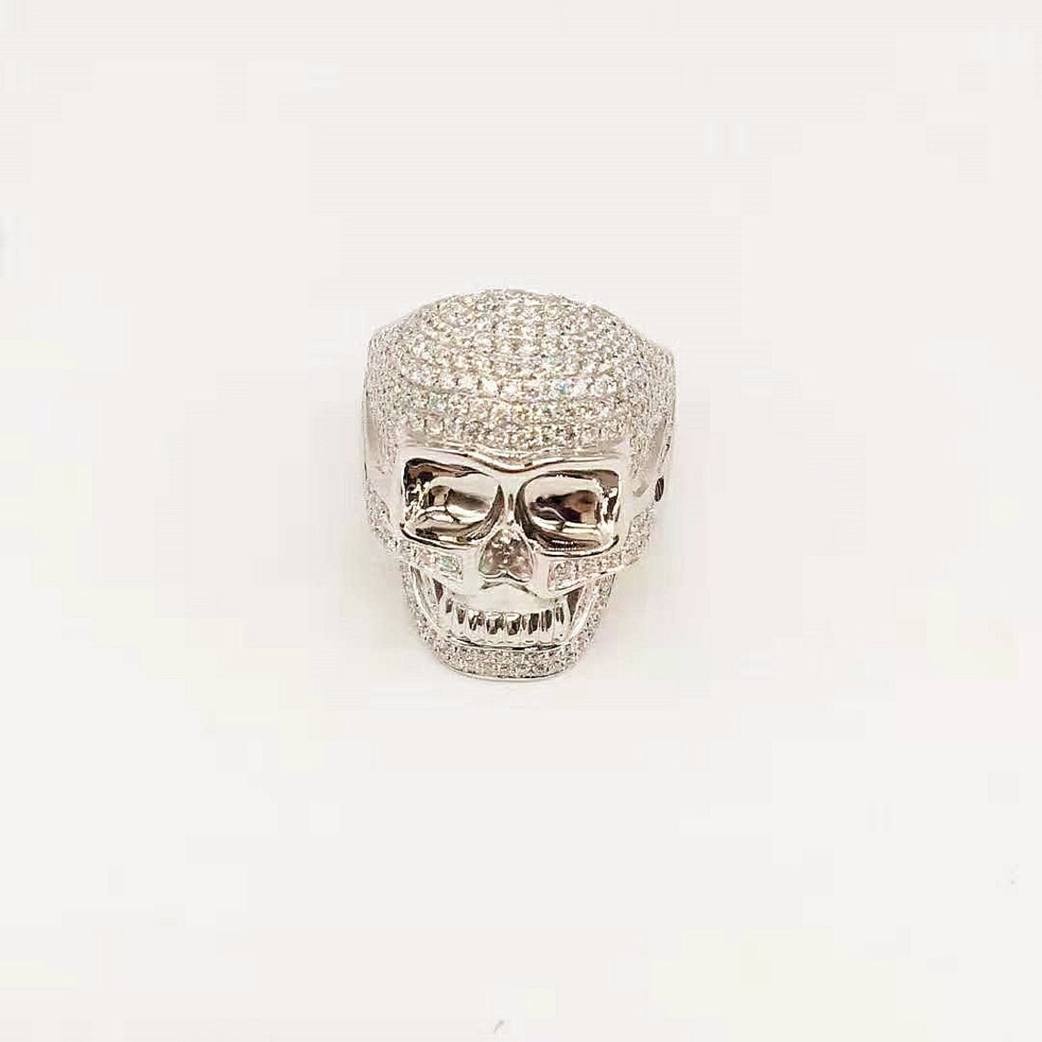 Diamond Skull Statement Ring in Solid 18k Gold/halloween Skull - Etsy