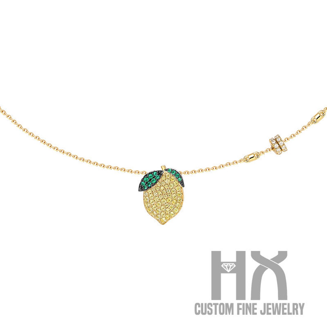 Yellow Diamond Lemon Pendant Necklace in Solid 18k Gold/custom Fine ...