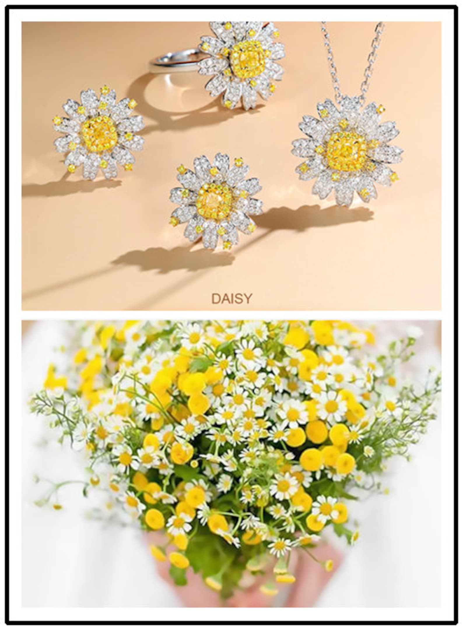 Diamond Daisy Ring in Solid 18k Gold / Yellow Diamond Flower - Etsy