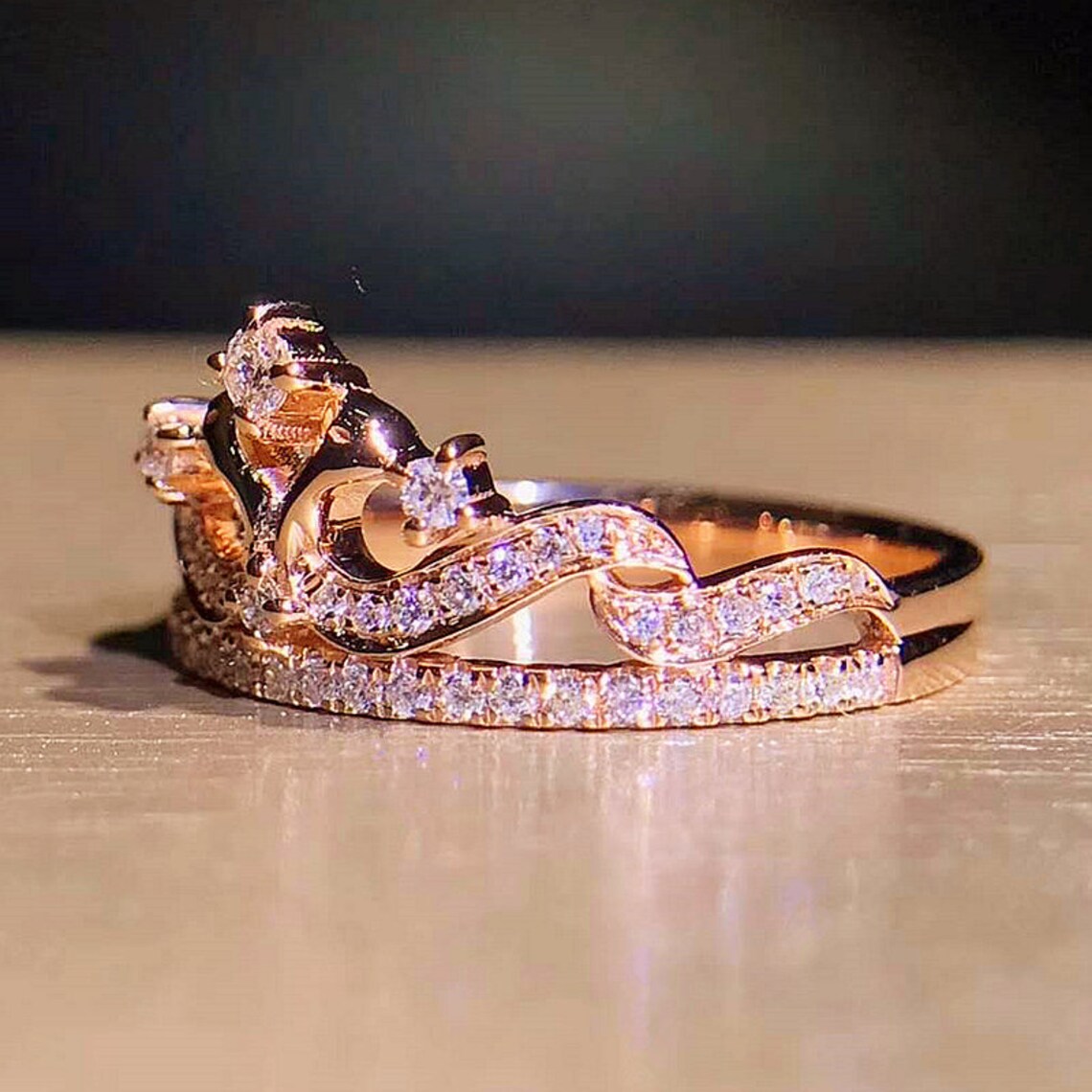 Diamond Tiara Ring in Solid 18K Gold Diamond Crown Ring | Etsy