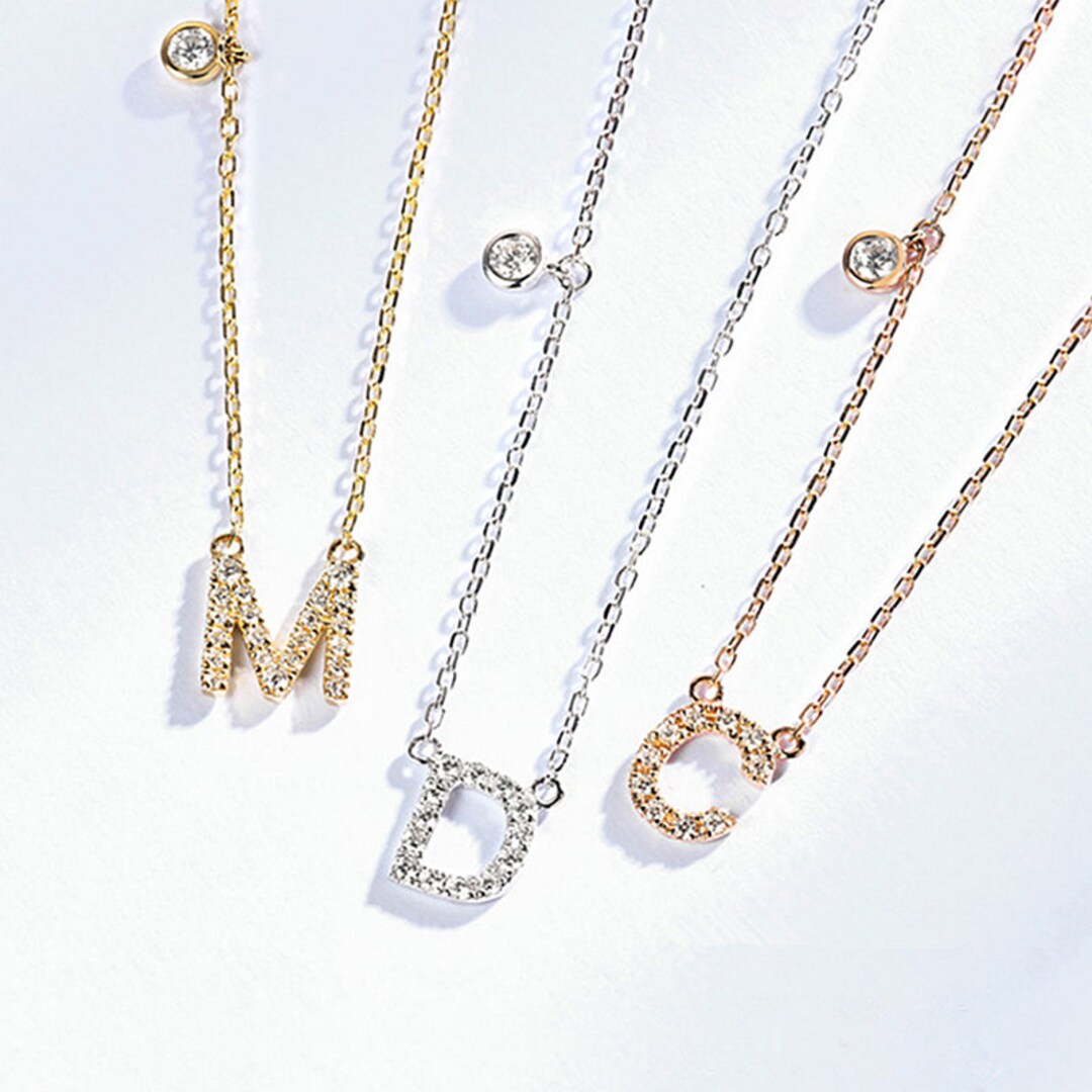 Diamond Letter Pendant in Solid 18k Gold/diamond Name Neckalce/custom ...