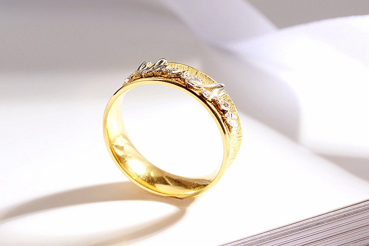 Custom Word Ring in Solid 18k 2 Tone Gold/diamond Personalized | Etsy