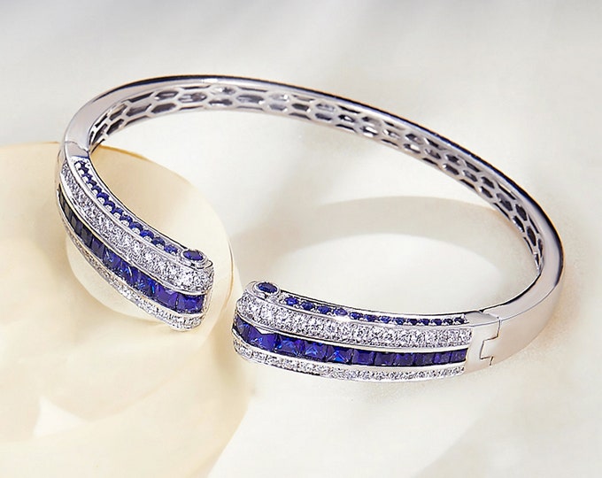 Blue Sapphire Stones Gold Bangles/set of 4 Sapphire Stones Bangles/blue ...
