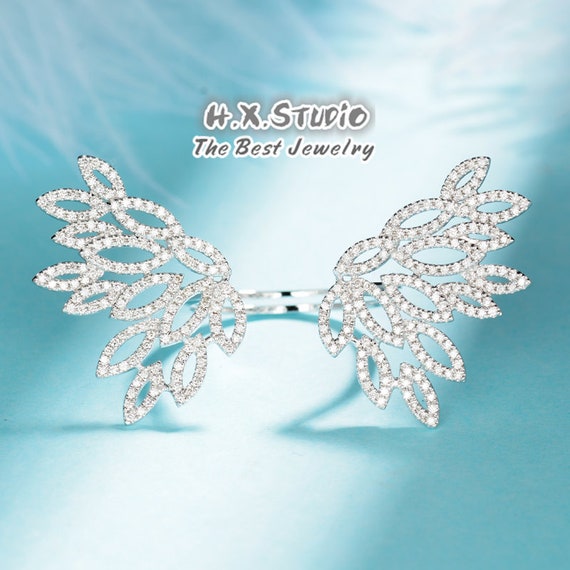 1.0CTW Diamond Angel Wings Ring in Solid 18k Gold/Diamond | Etsy