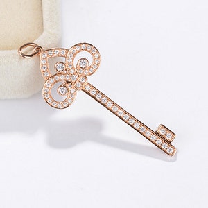Diamond Key Pendant in Solid 18K Gold/custom Fine Jewelry ...