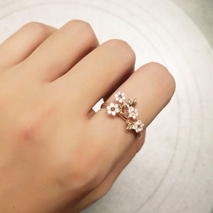 HX Jewelry | Diamond Flower Ring/flower Leaf Branch Statement Ring ...