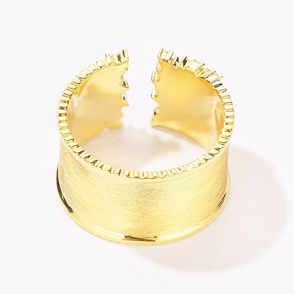 Diamond Wide Open Ring in Solid 18k Gold/wedding Band/custom - Etsy