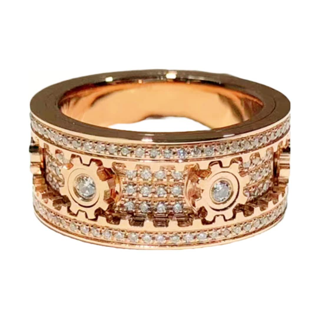 Spinning Gear Diamond Ring in Solid 18k Gold - Etsy