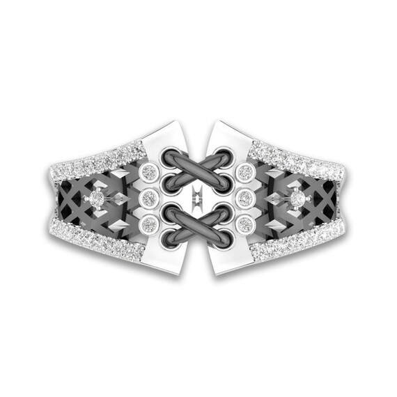 Diamond Corset Bondage Ring in Solid 18k Two Tone Gold/bdsm | Etsy