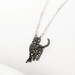 Black Diamond Cat Pendant Necklace in Solid 18k Gold/custom Fine ...