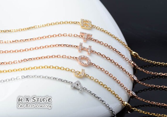 Personalized Diamond Initials Bracelet/diamond A-Z Letters | Etsy