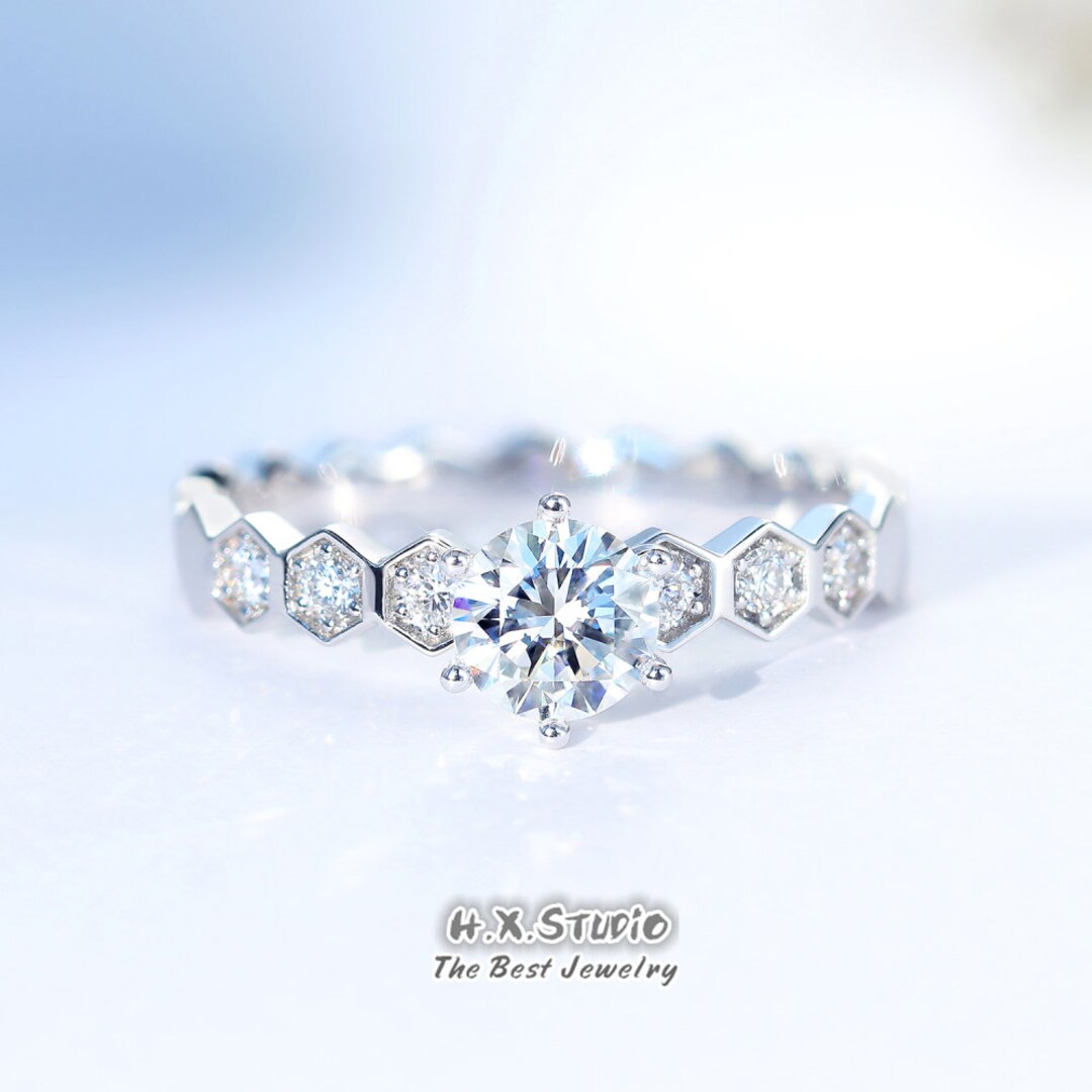 18k Gold Bee My Love Engagement Ring (0.16CTW) + 0.5CT Center Lab Grown ...
