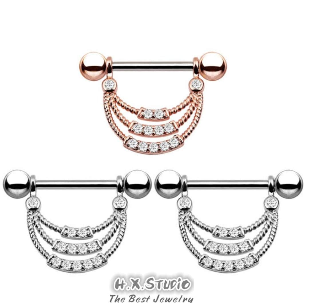 Sexy Nipple Ring In Solid 18k Goldnipple Barbellwomen Body Piercing