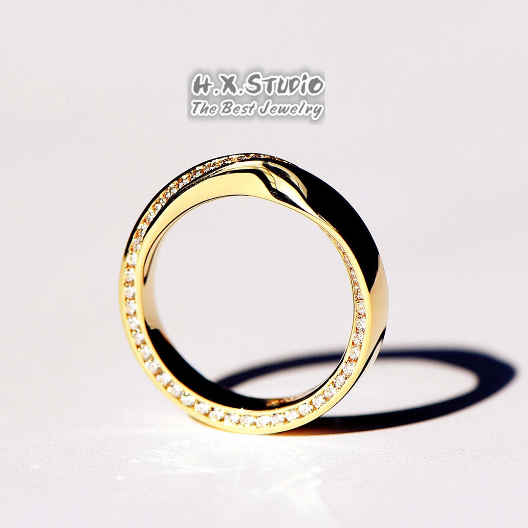 HX Jewelry | Möbius Strip Diamond Eternity Ring in Solid 18k Gold ...