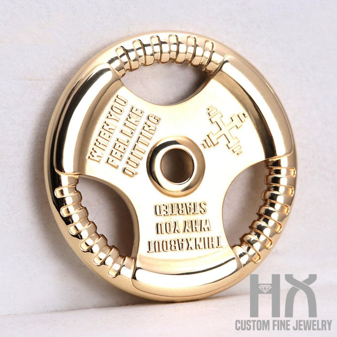 Solid 9k Gold Powerlifting Weight Plate/hx Playful Accessory/gym ...