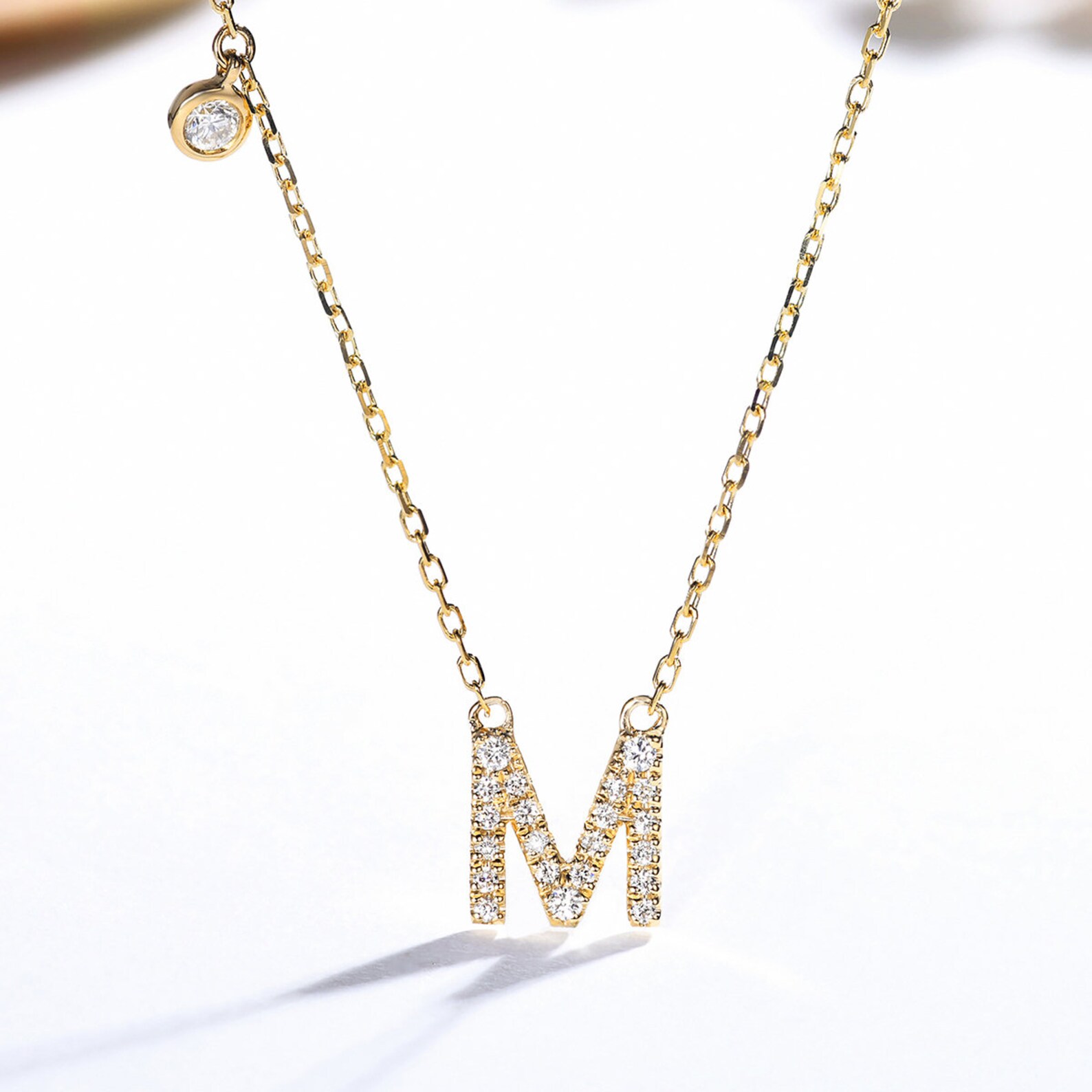 Diamond Letter Pendant in Solid 18k Gold/diamond Name - Etsy