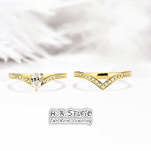 Diamond Wedding 2 Rings Set in Solid 18k Gold/2 Piece Wedding Rings ...