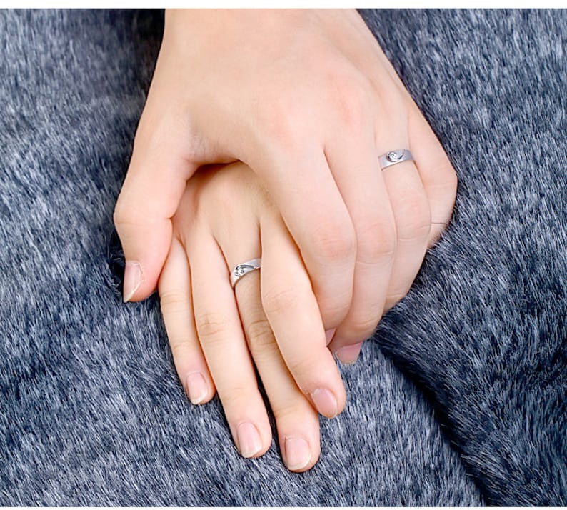 Diamond Matching Heart Wedding Rings in Solid 18k Gold/couple - Etsy